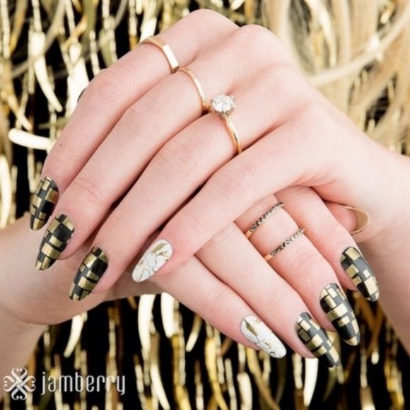 Jamberry | Makeup | Jamberry Gold Deco Stylebox Exclusive Nail Wraps | Poshmark